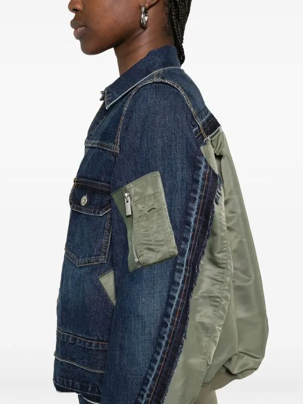Sacai Denim And Nylon Blouson Jacket - Blue
