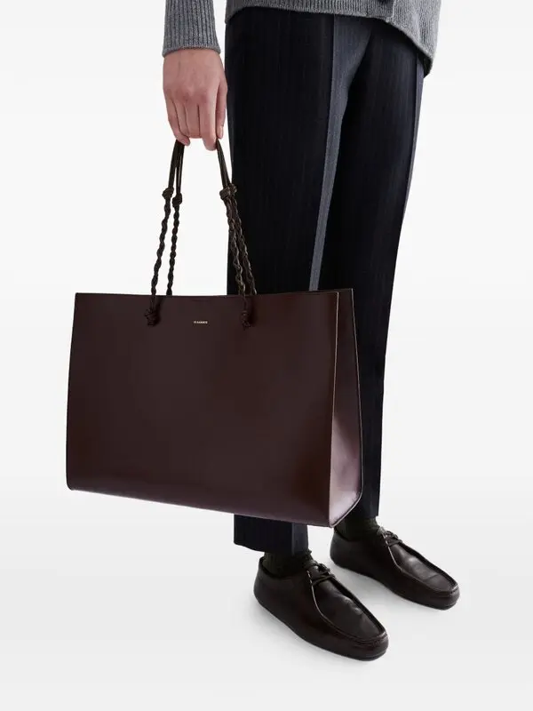 JIL SANDER Tangle Leather Tote Bag - Brown