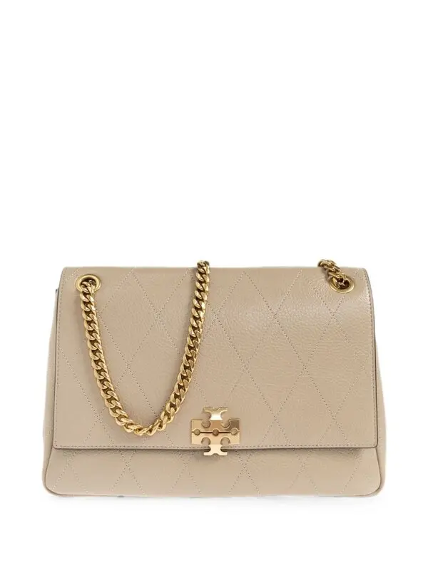 Tory Burch Charlie Quilted Leather Shoulder Bag - Grey