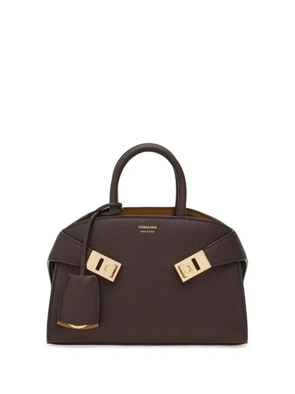 FERRAGAMO Hug Mini Leather Handbag - Brown