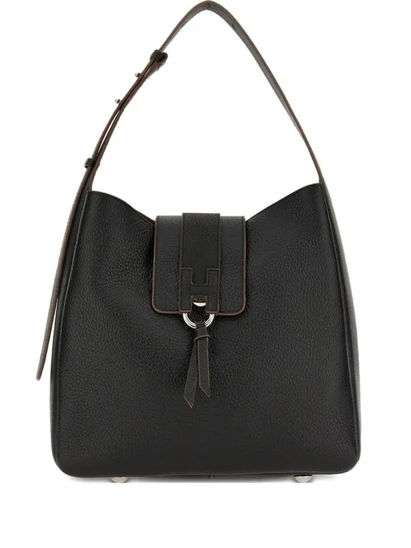 Hogan Leather Hobo Bag - Black