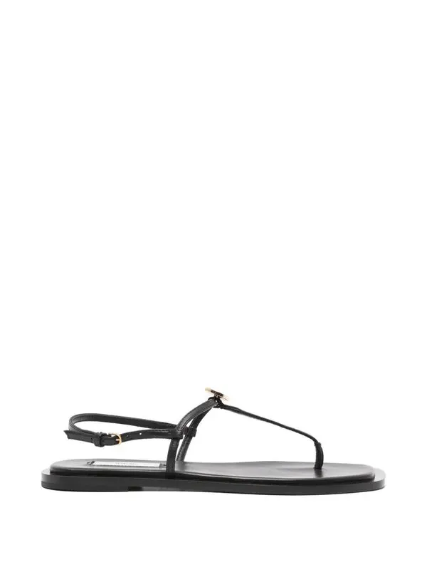 TOTEME Leather T-strap Sandals With Gold-tone Coin Embellishment