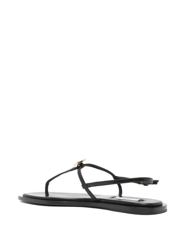 TOTEME Leather T-strap Sandals With Gold-tone Coin Embellishment