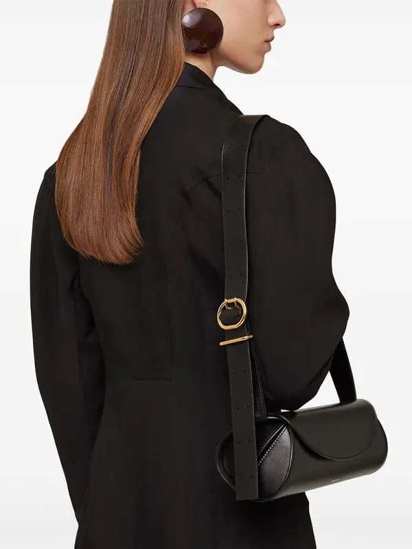 JIL SANDER Cannolo Small Leather Shoulder Bag - Black
