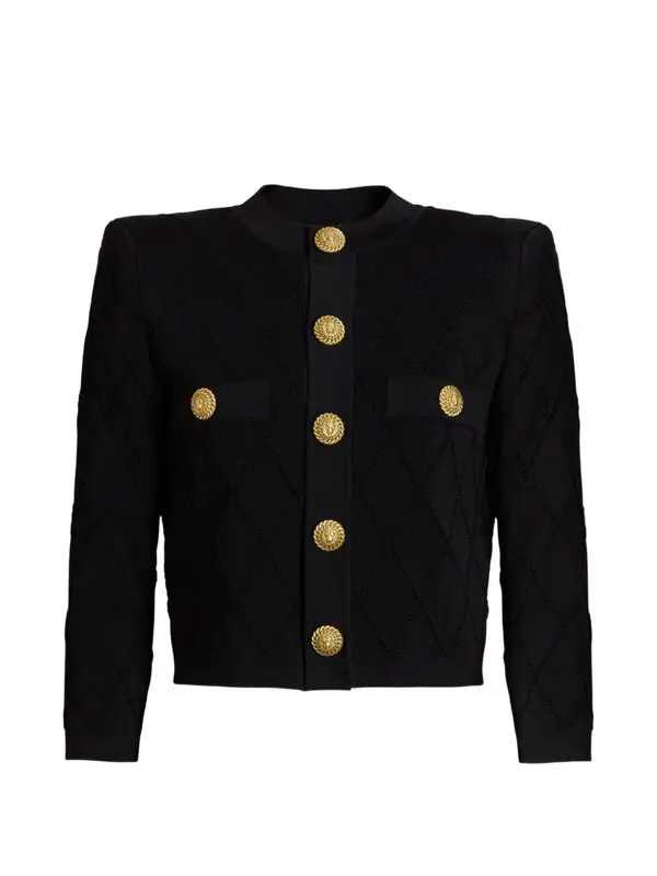 Balmain Cropped Cardigan With Button Detailing - Black