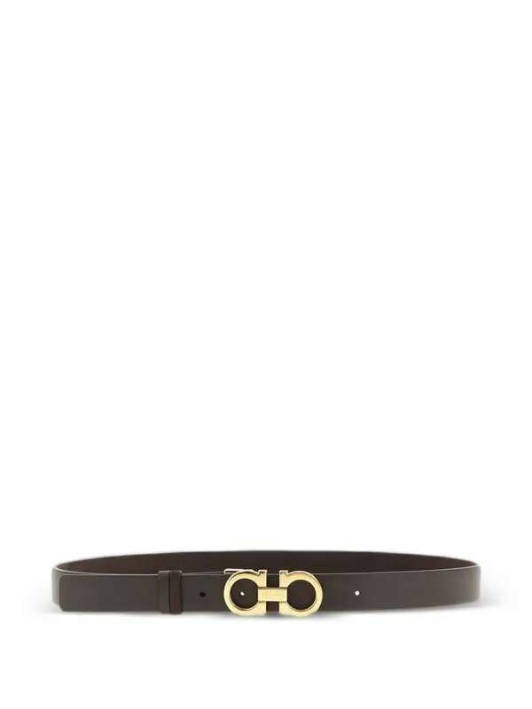FERRAGAMO Gancini Buckle Leather Belt - Brown