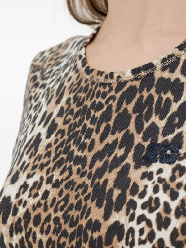 GANNI Leopard Print Organic Cotton T-shirt