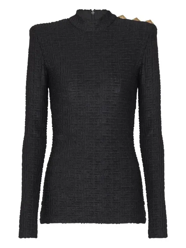 Balmain Monogram High-neck Top