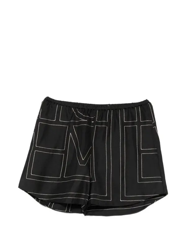 TOTEME Monogram Silk Pajama Shorts - Black
