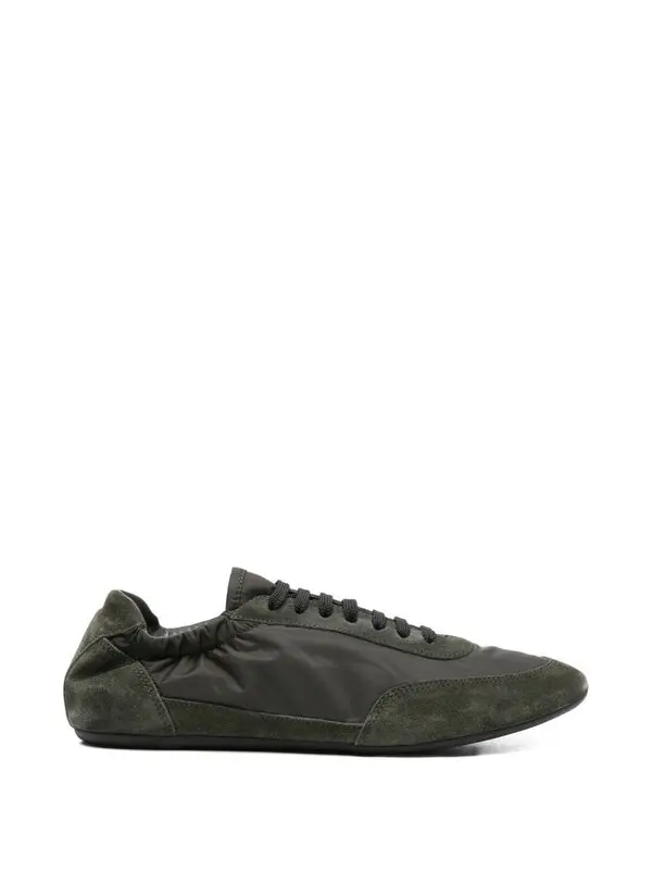 Prada Collapse Re-nylon And Suede Lace-up Sneakers - Green