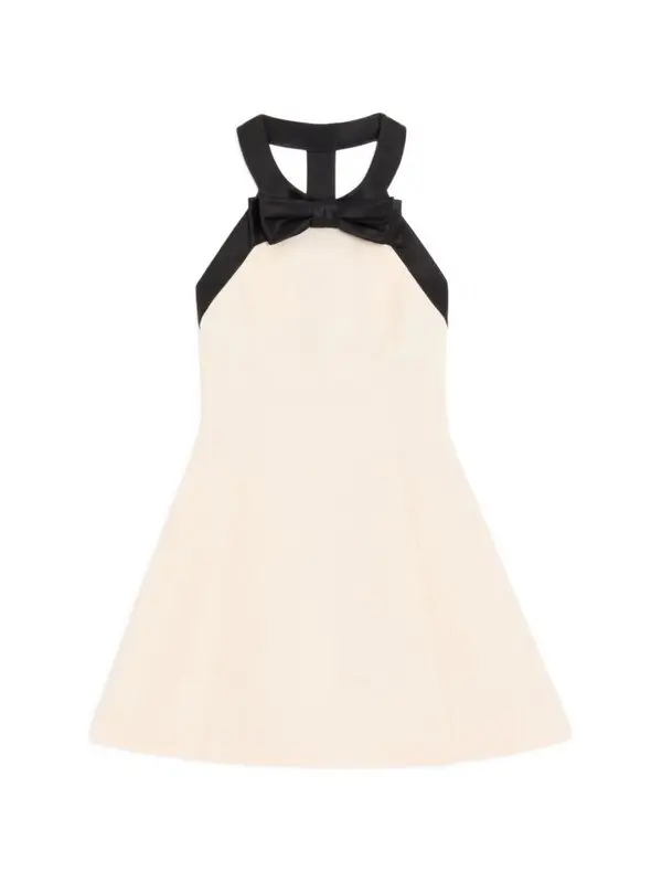Valentino Garavani Wool And Silk Blend Mini Dress With Bow Detail - White