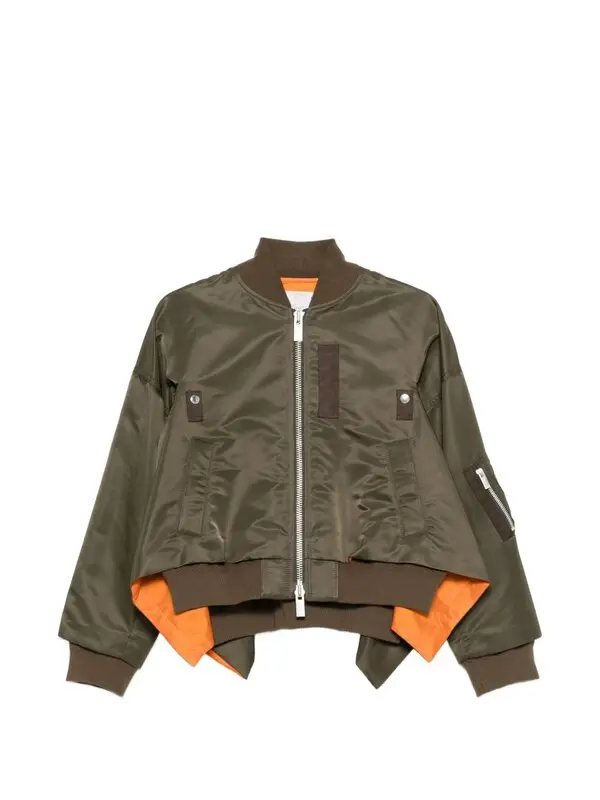 Sacai Khaki Nylon Bomber Jacket