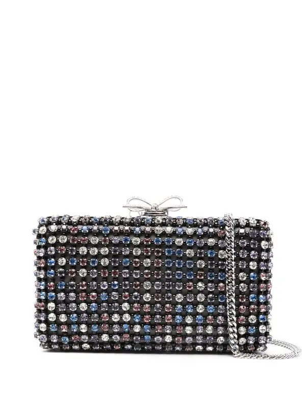 SELF-PORTRAIT Crystal Embellished Clutch With Bow Detail