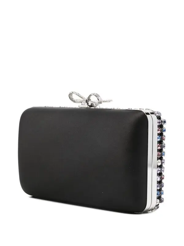 SELF-PORTRAIT Crystal Embellished Clutch With Bow Detail