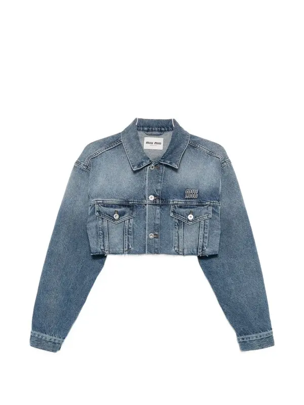 Miu Miu Cropped Denim Jacket - Blue