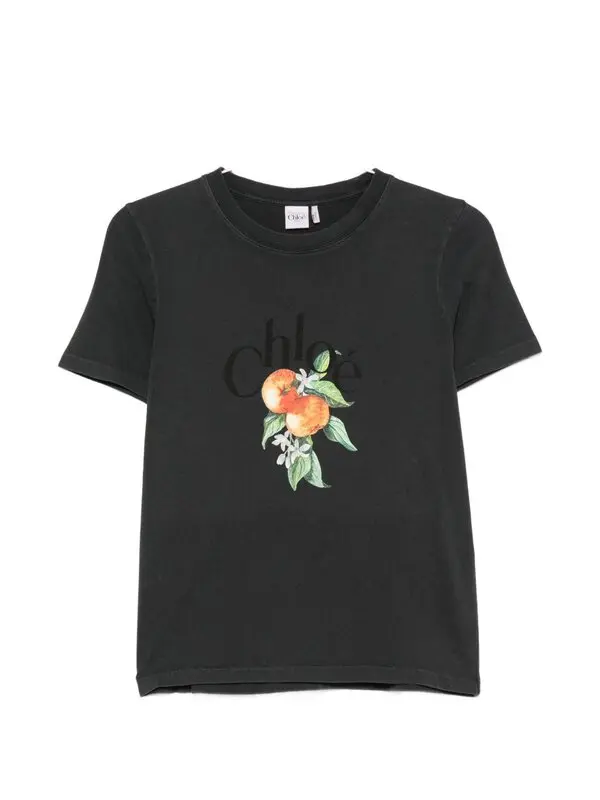 Chloé Printed Cotton T-shirt - Black