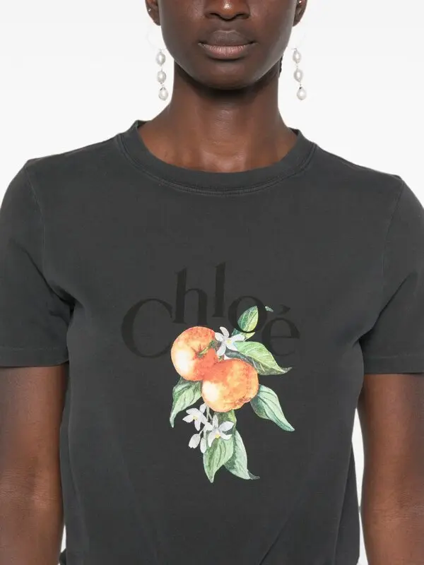 Chloé Printed Cotton T-shirt - Black