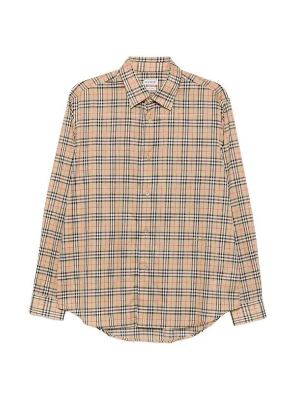 Burberry Check Cotton Shirt - Beige