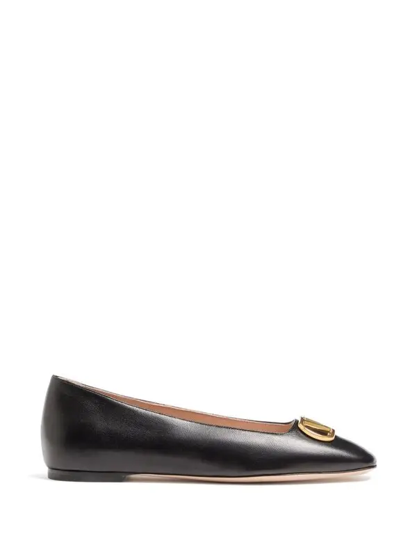 Valentino Garavani Vlogo Signature Leather Ballet Flats - Black
