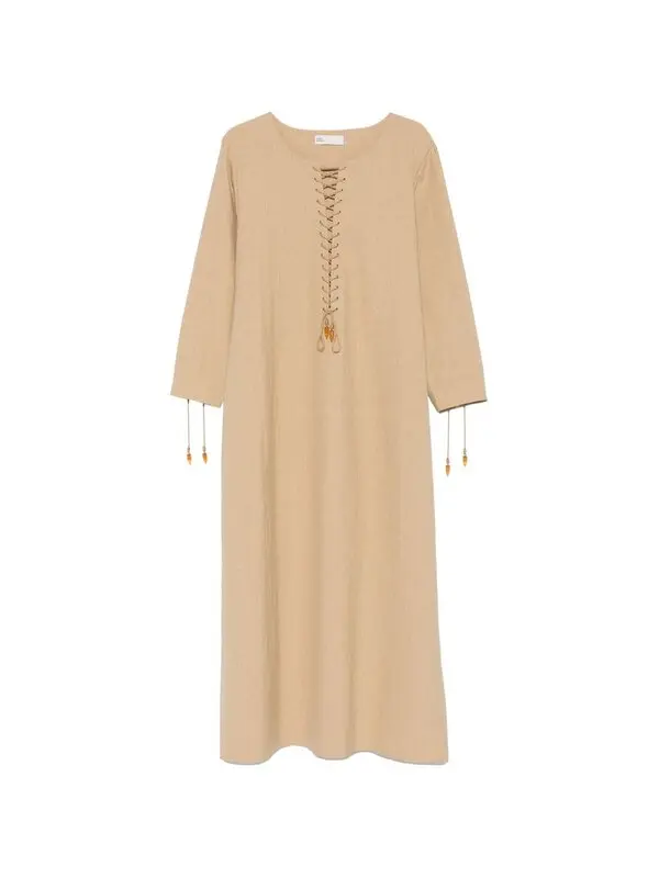Tory Burch Linen Kaftan With Lace-up Detail