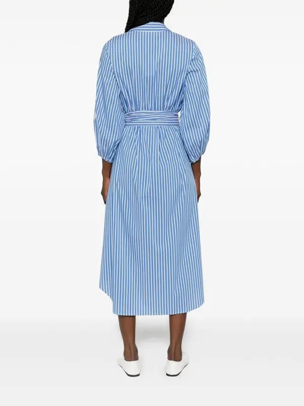ARCHIVIO '67 Striped Cotton Chemisier Dress With Embroidered Details