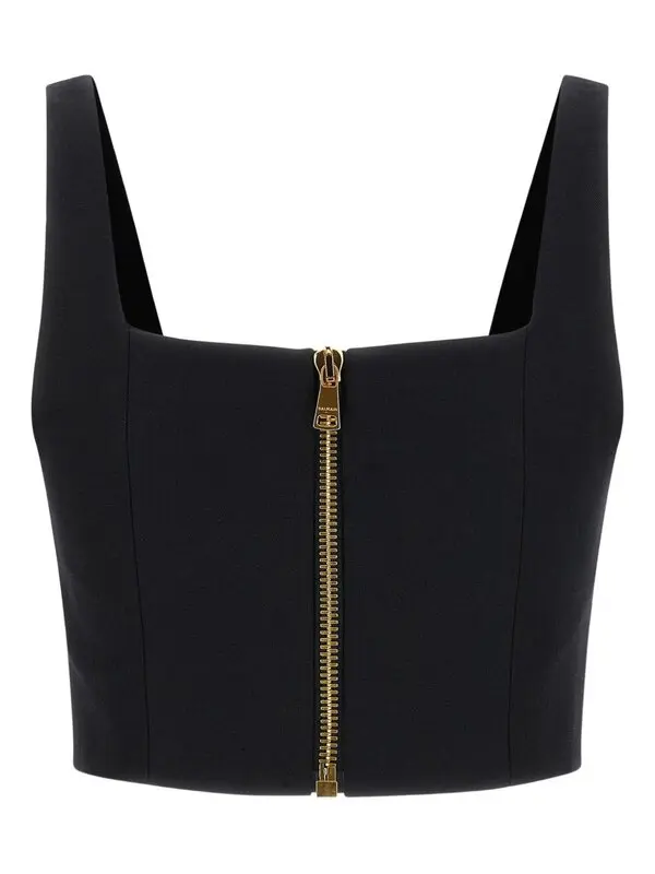 Balmain Wool Brassiere Top With Lion Head Buttons