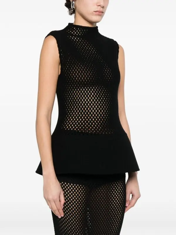 Alaïa Sleeveless Ruffled High Neck Top