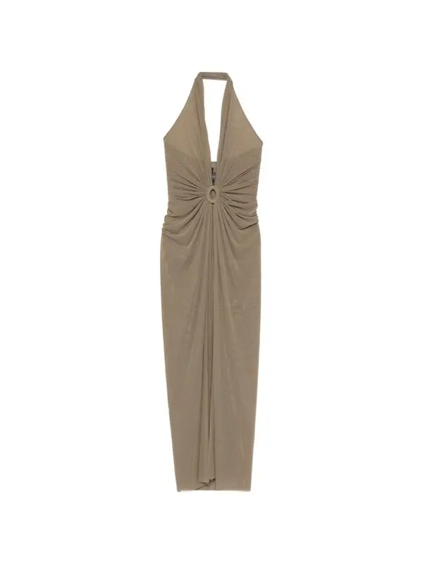 FISICO Halterneck Gathered Midi Dress - Green