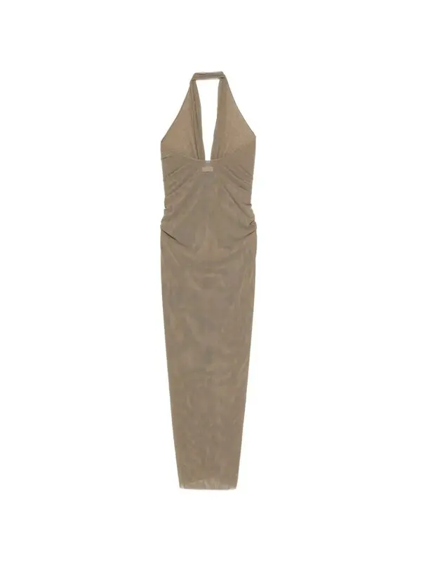 FISICO Halterneck Gathered Midi Dress - Green