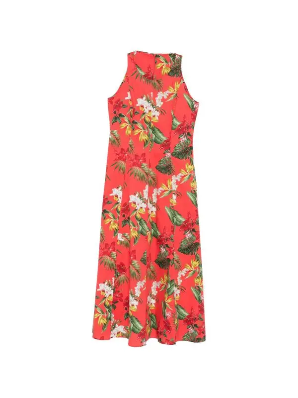 ARCHIVIO '67 Sleeveless Halterneck Floral Midi Dress