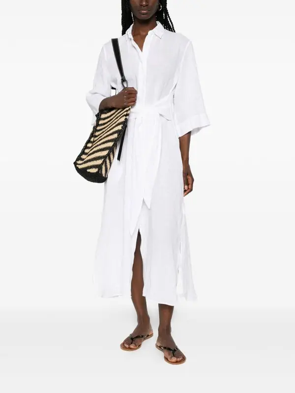 ARCHIVIO '67 Linen Shirt Dress With Tied Waist