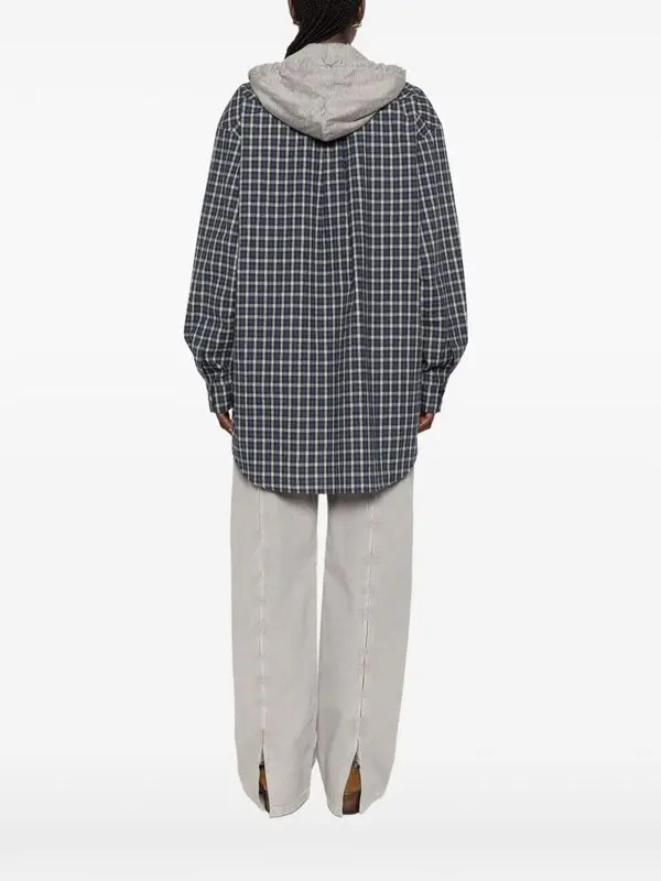 Miu Miu Checked Flannel Hooded Shirt