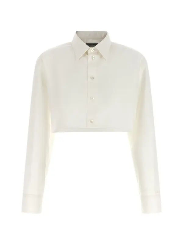 Balenciaga Cropped Cotton Shirt With Embroidered Logo