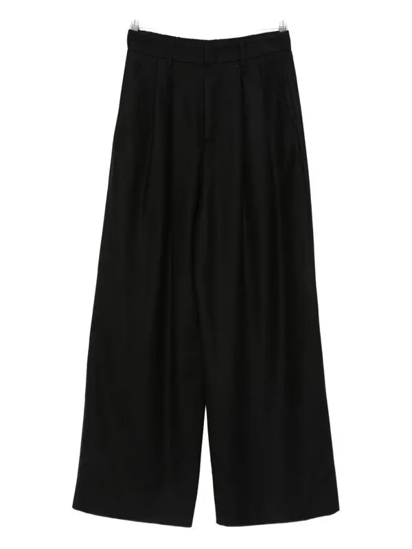 SUSANNE BOMMER Pleated Wide-leg Trousers - Black