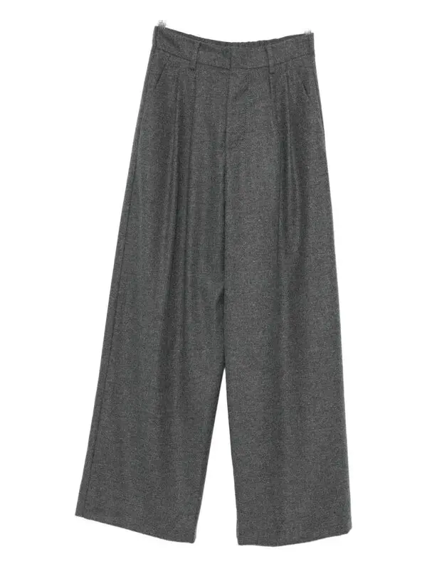 SUSANNE BOMMER Cotton Blend Wide Leg Trousers - Grey