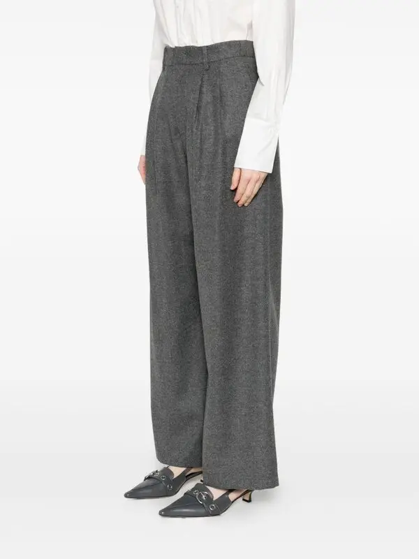 SUSANNE BOMMER Cotton Blend Wide Leg Trousers - Grey