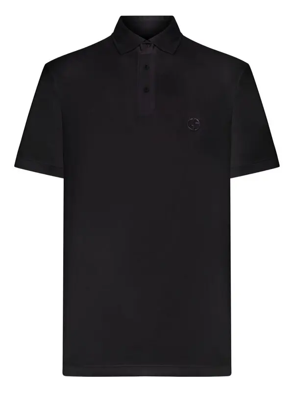 Giorgio Armani Interlock Cotton Polo Shirt - Black