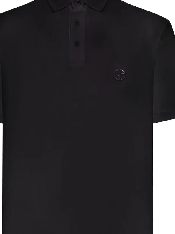 Giorgio Armani Interlock Cotton Polo Shirt - Black