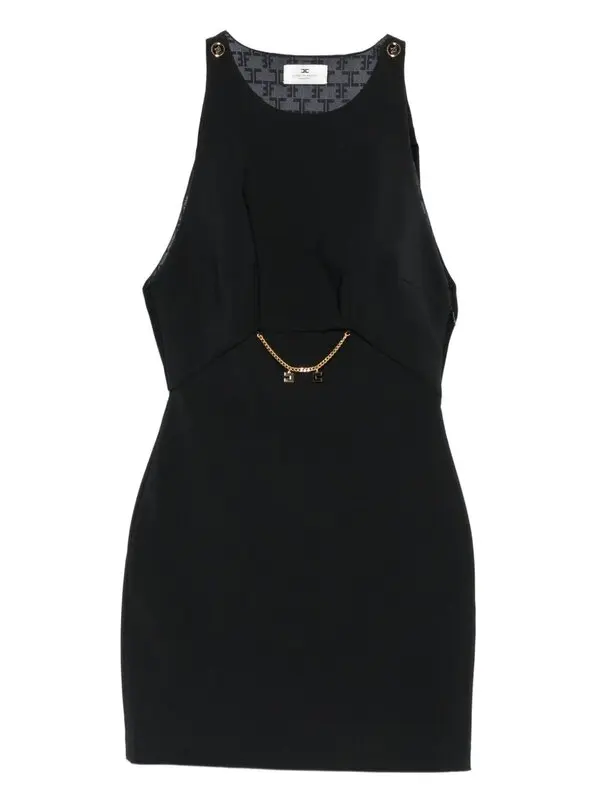 Elisabetta Franchi Mini Dress With Sweetheart Neckline And Chain Detail