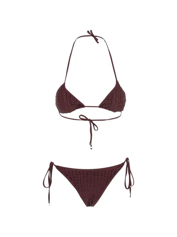 VENUJA Embellished Triangle Bikini Set - Red