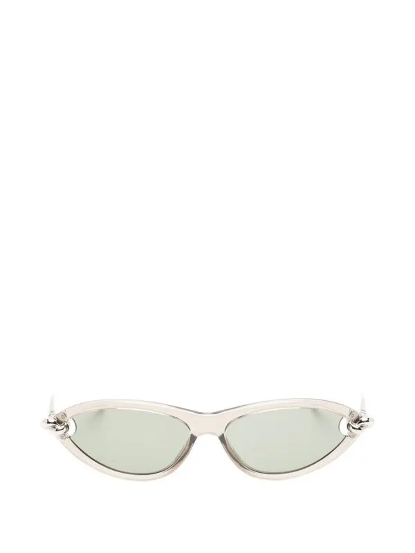 Bottega Veneta Grey Cat-eye Sunglasses With Silver-tone Knot Detail - Beige