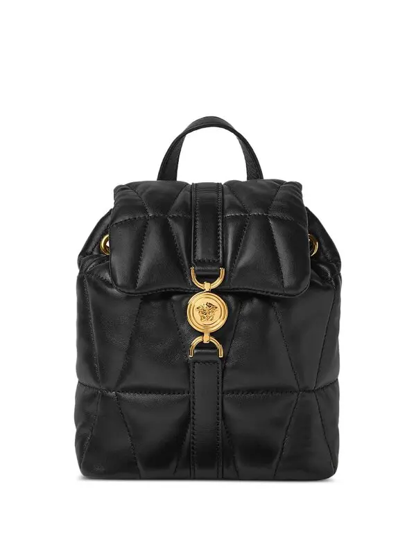 Versace Kleo Leather Backpack With Gold Tone Hardware