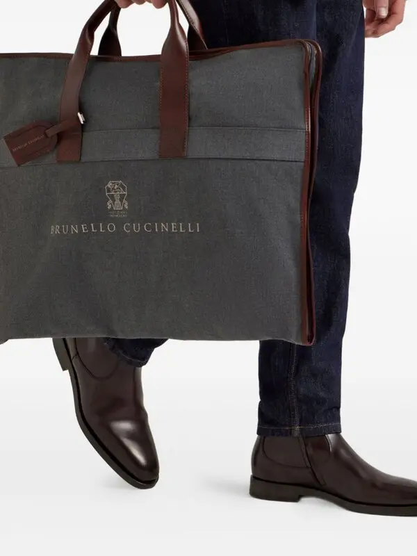 Brunello Cucinelli Suit Cover With Leather Handles And Printed Logo