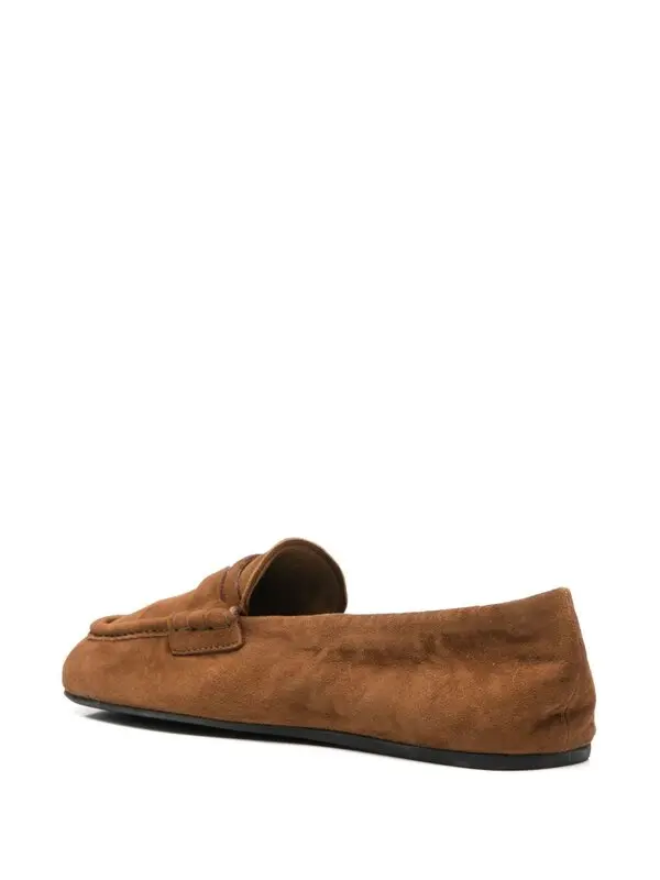 Miu Miu Ruched Suede Loafers - Brown