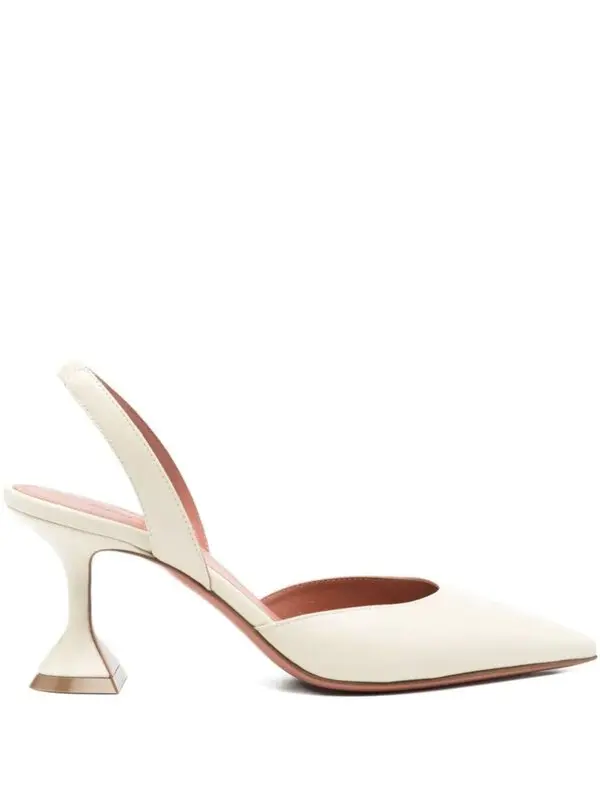 Amina Muaddi Holly Leather Slingback Pumps - White