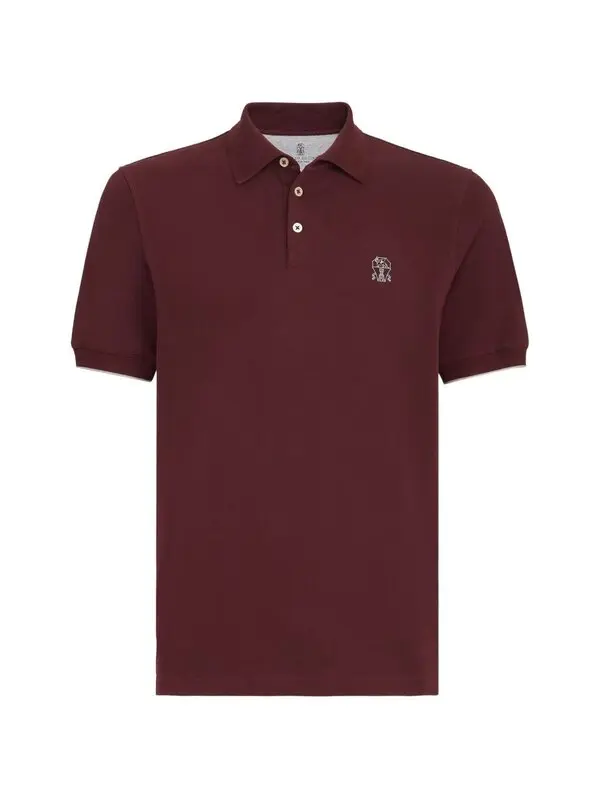 Brunello Cucinelli Logo Cotton Polo Shirt - Red