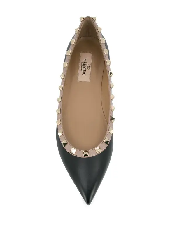 Valentino Garavani Rockstud Leather Ballet Flats - Black