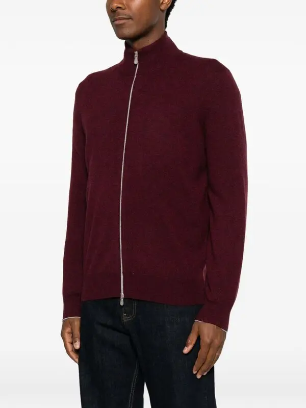 Brunello Cucinelli Cashmere Zip-up Cardigan - Red