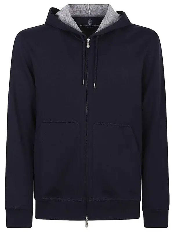 Brunello Cucinelli Cotton Blend Hoodie - Blue