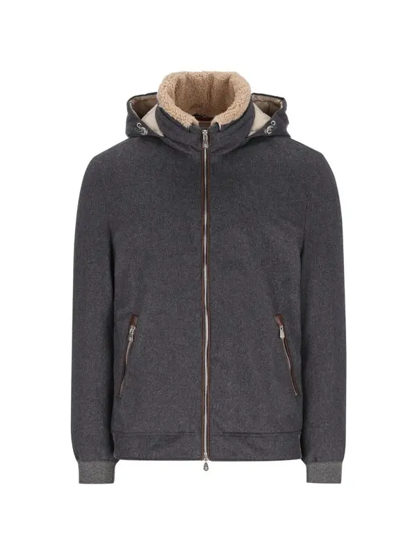 Brunello Cucinelli Wool Down Jacket With Hood